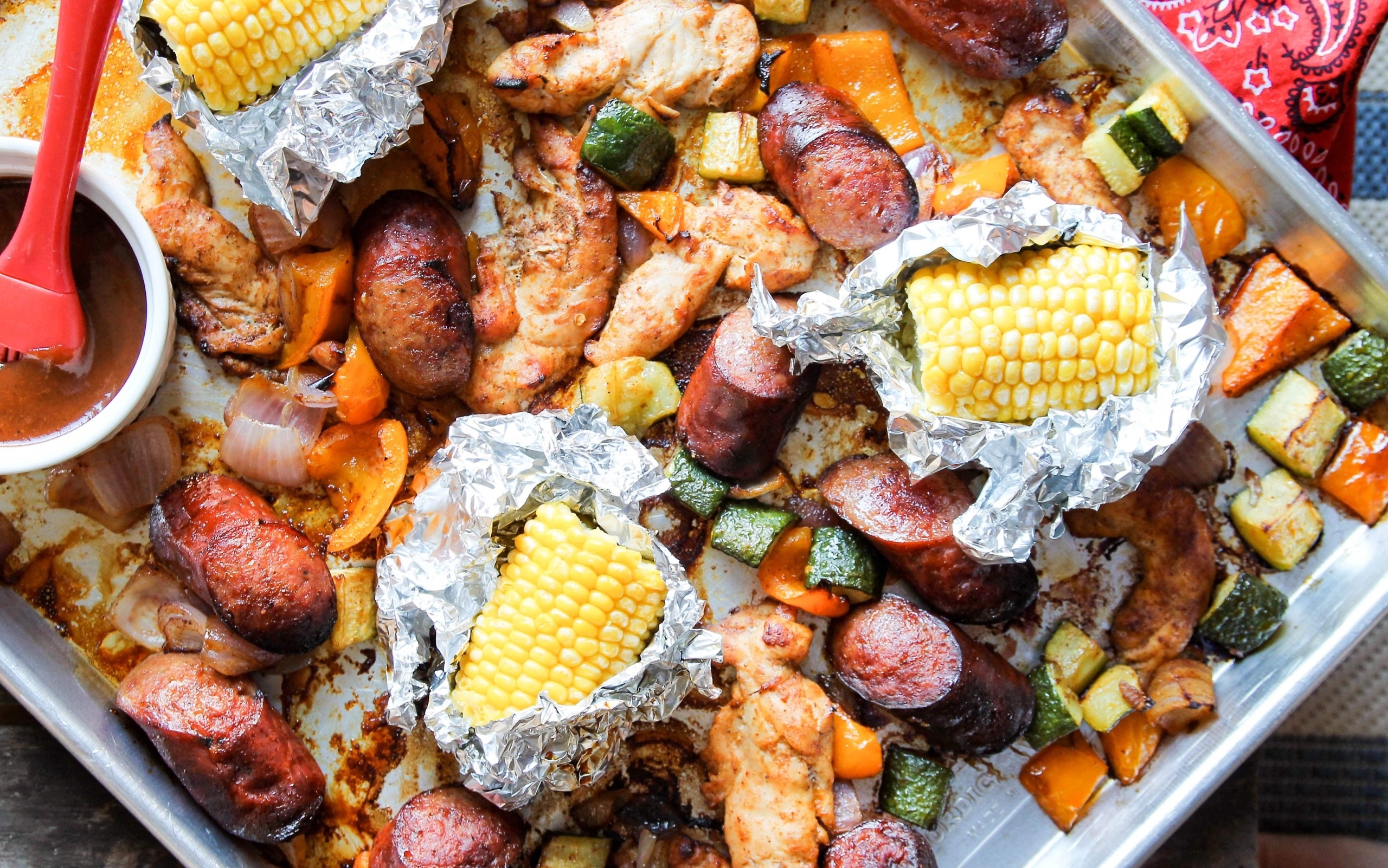 Sheet Pan BBQ Chicken and Sausage - CE - 5 Dinners In 1 Hour